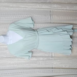 entro | Dresses | Entro Seafoam Green Blue Ruffled Feaux Wrap Dress W ...